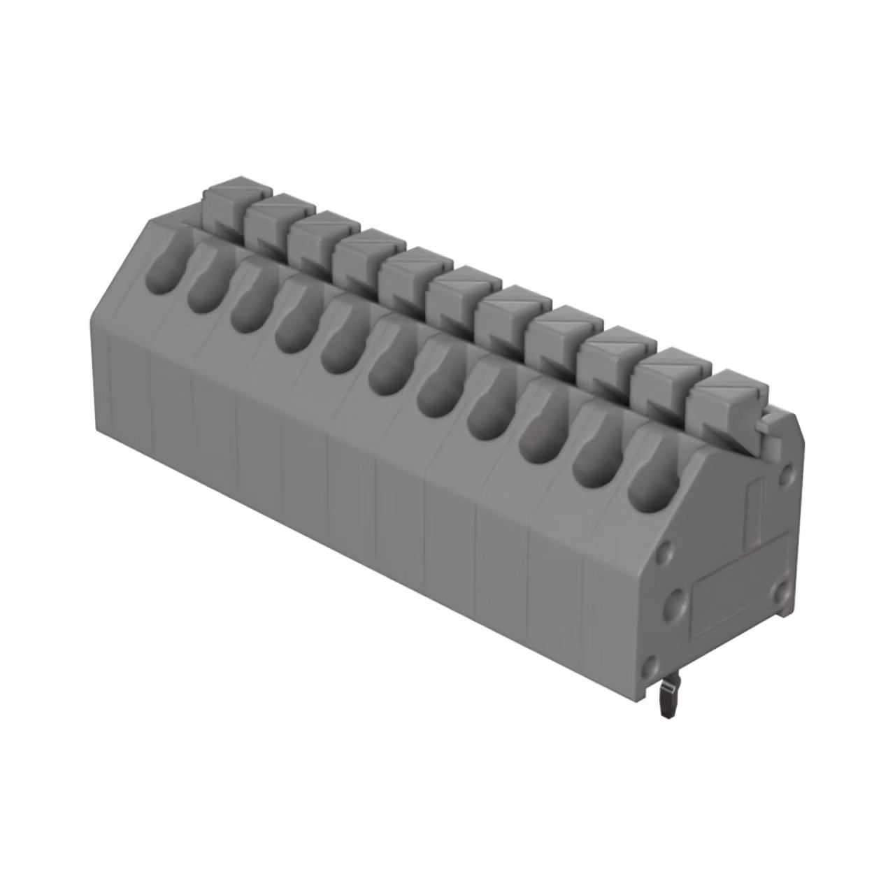 3.50mm Pitch, Eurostyle Fixed-Mount Push-Button Terminal Block, 45° Modular, 5A, 20-16 AWG, Light Gray, 11 Circuits for sale