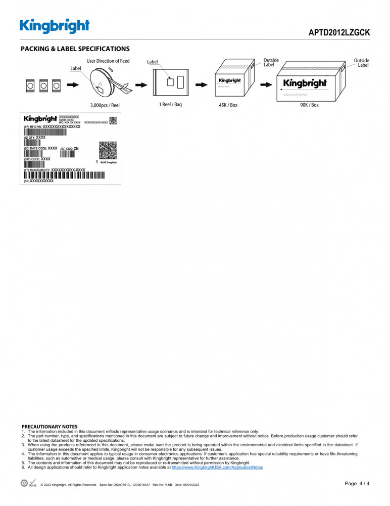 APTD2012LZGCK datasheet page 4
