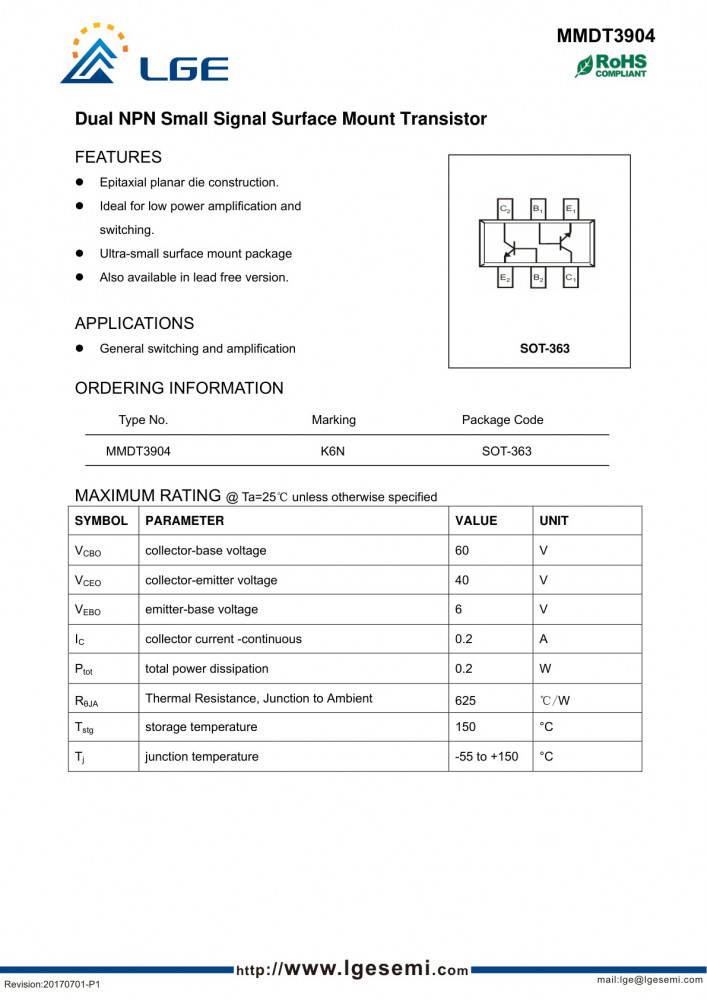 MMDT3904 datasheet page 1