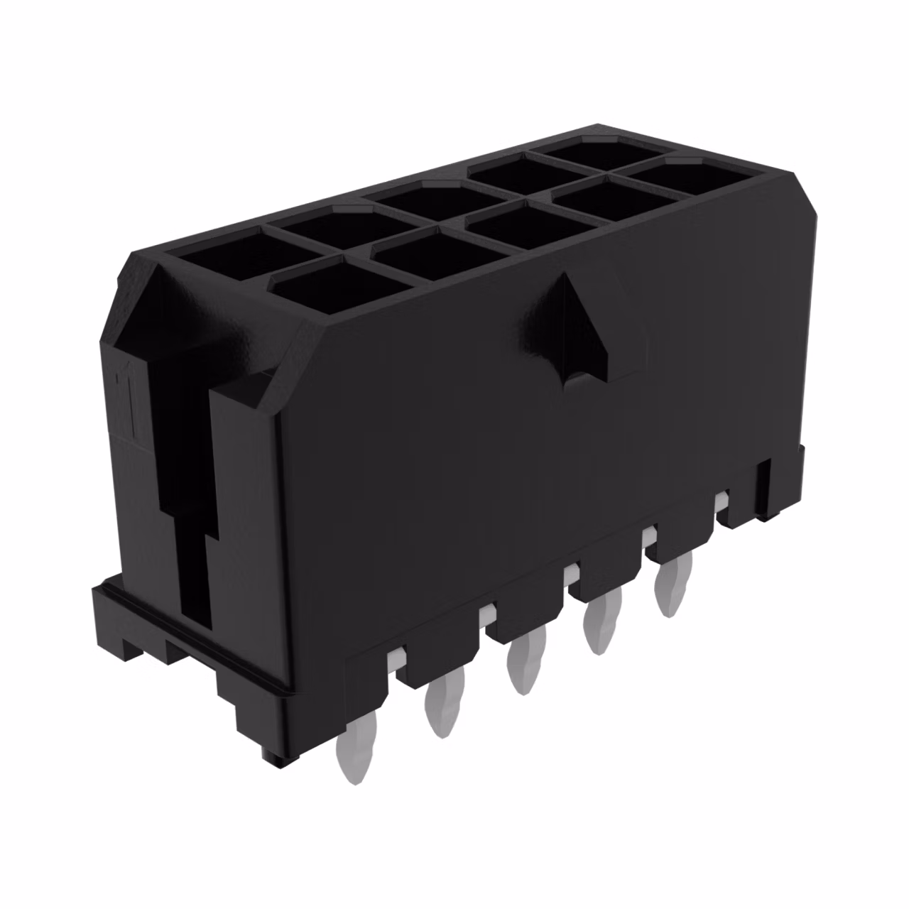 Micro-Fit 3.0 Vertical Header, 3.00mm Pitch, Dual Row, 10 Circuits, Kinked Tail, with PCB Polarizing Peg, 2.54µm Matte Tin Plating, Glow-Wire Capable, Black for sale