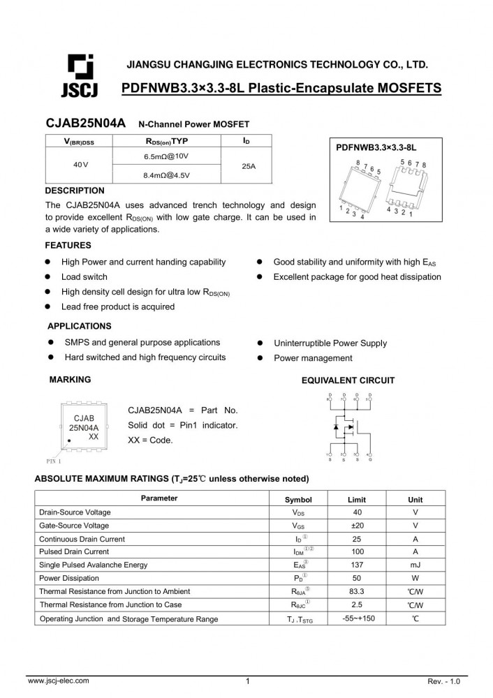 CJAB25N04A datasheet page 1