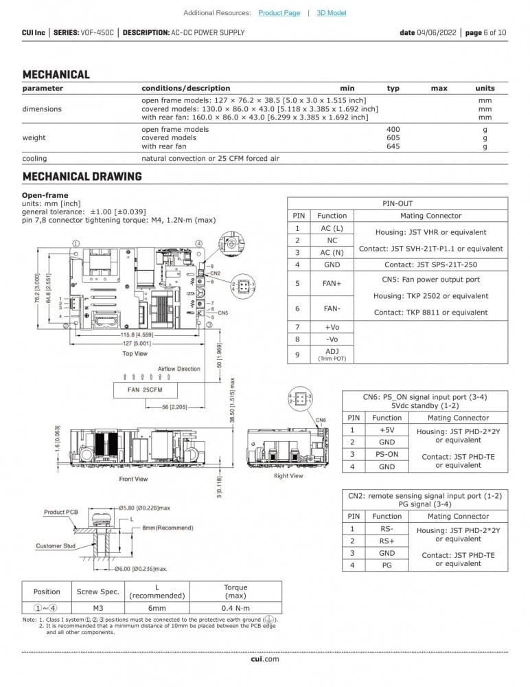 VOF-450C datasheet page 6