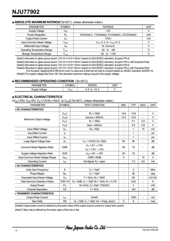 NJU77902 datasheet page 2
