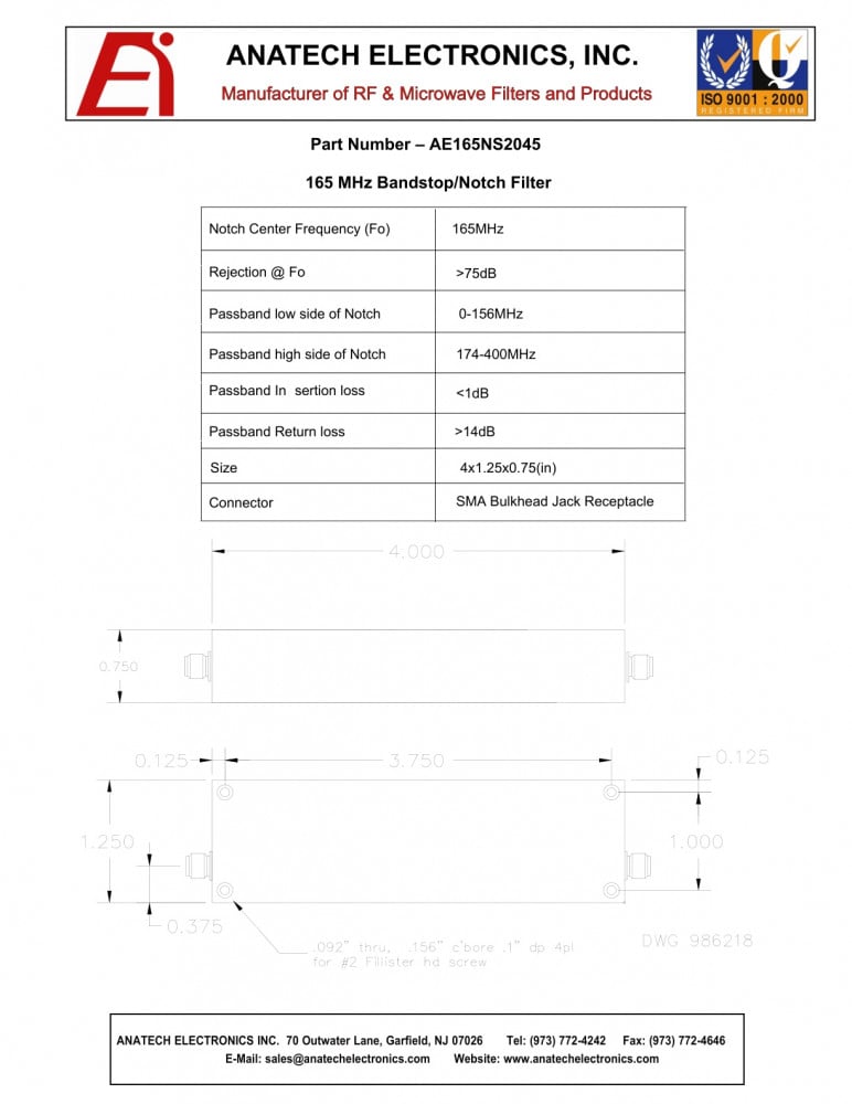 AE165NS2045 technical document