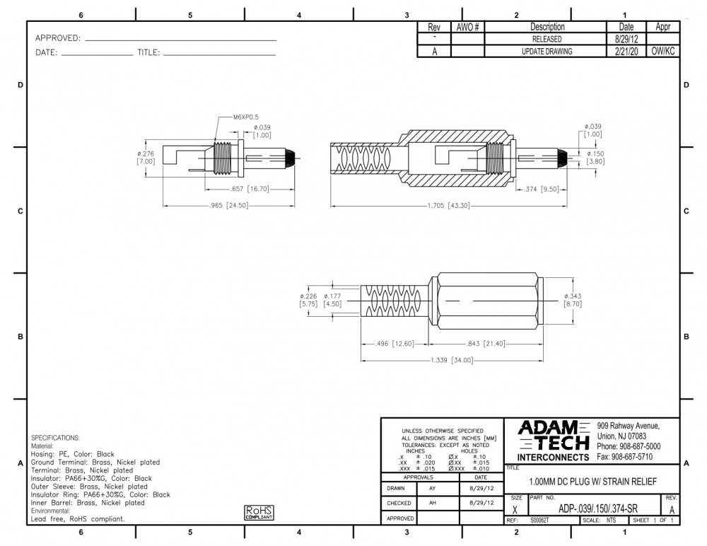 ADAM TECH ADP-.039/.150/.374-SR technical drawing preview