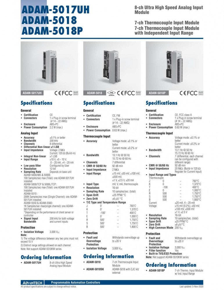 ADAM-5018 product document preview