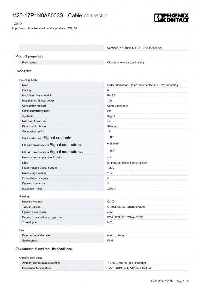 Phoenix Contact 1629154 technical document page 3