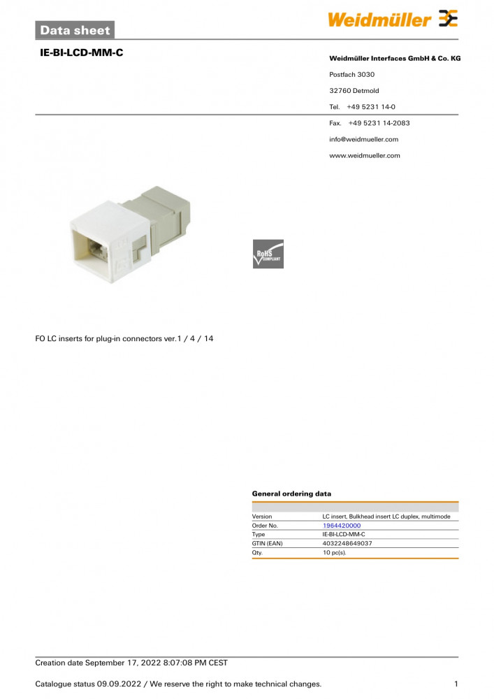 1964420000 product documentation page 1