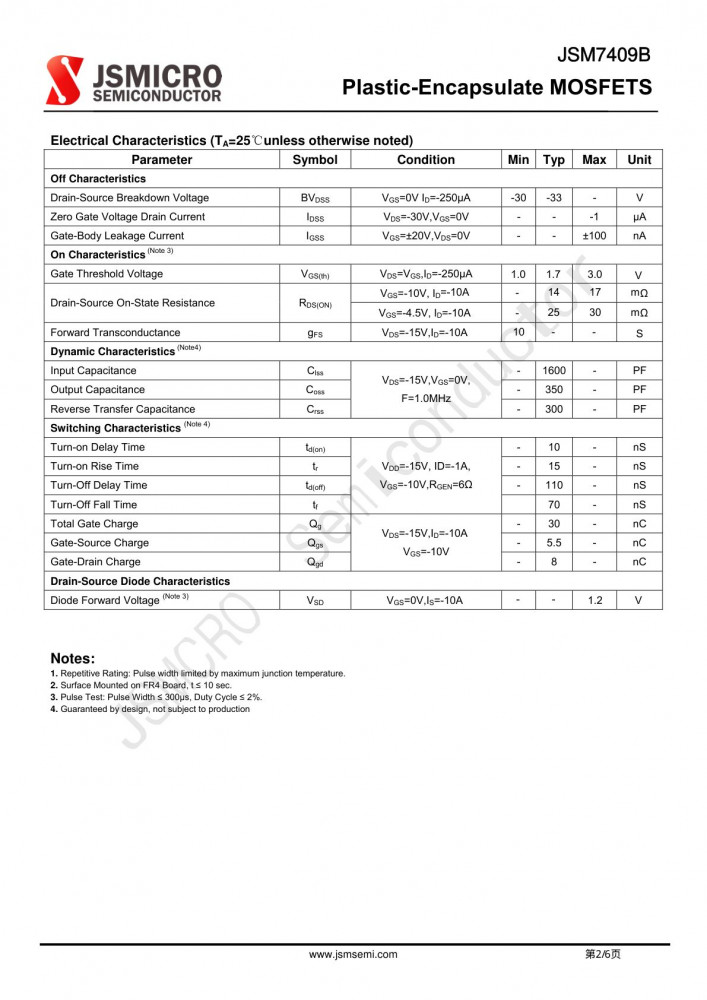 JSM7409B datasheet page 2