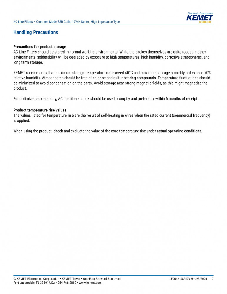 KEMET SSR10 series datasheet page 7