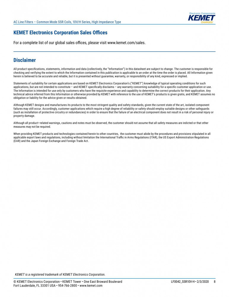 KEMET SSR10 series datasheet page 8
