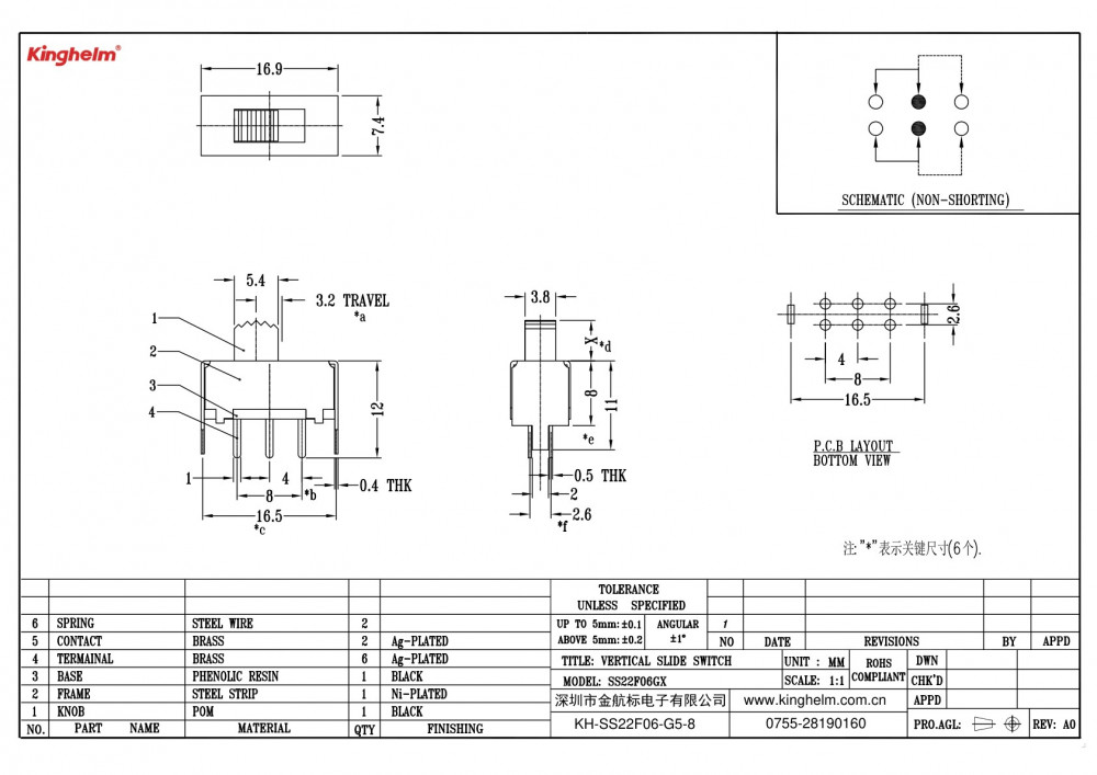 Kinghelm KH-SS22F06-G5-8 technical drawing