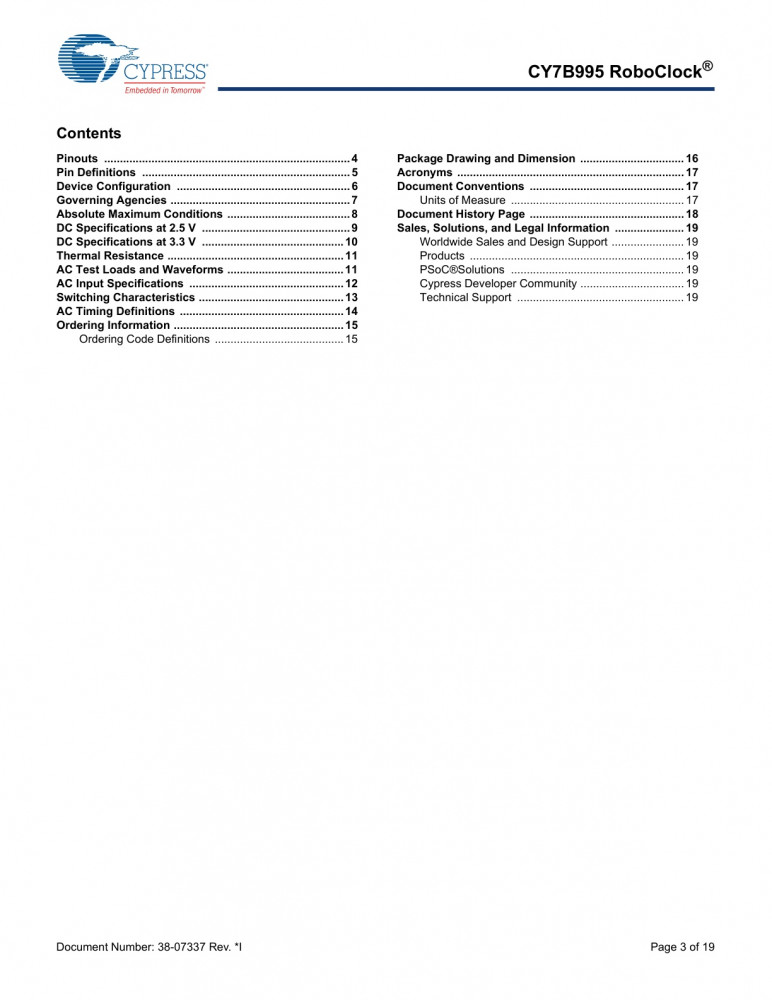 CY7B995AXI datasheet page 3