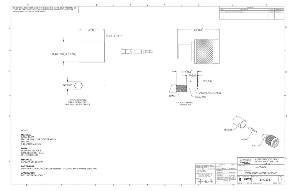 L-com BAC504 engineering drawing preview