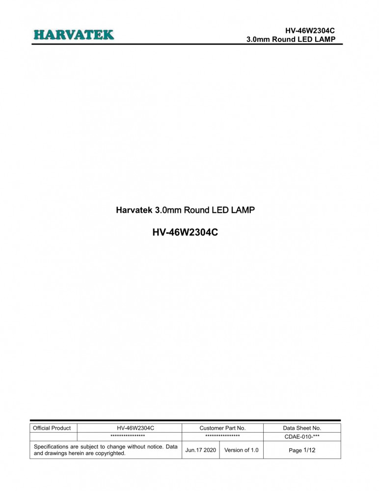 HV-46W2304C datasheet page 1