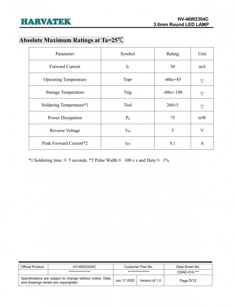 HV-46W2304C datasheet page 5