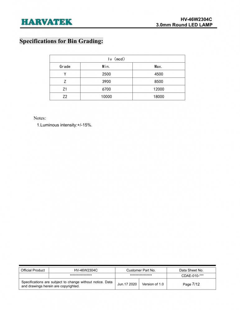 HV-46W2304C datasheet page 7
