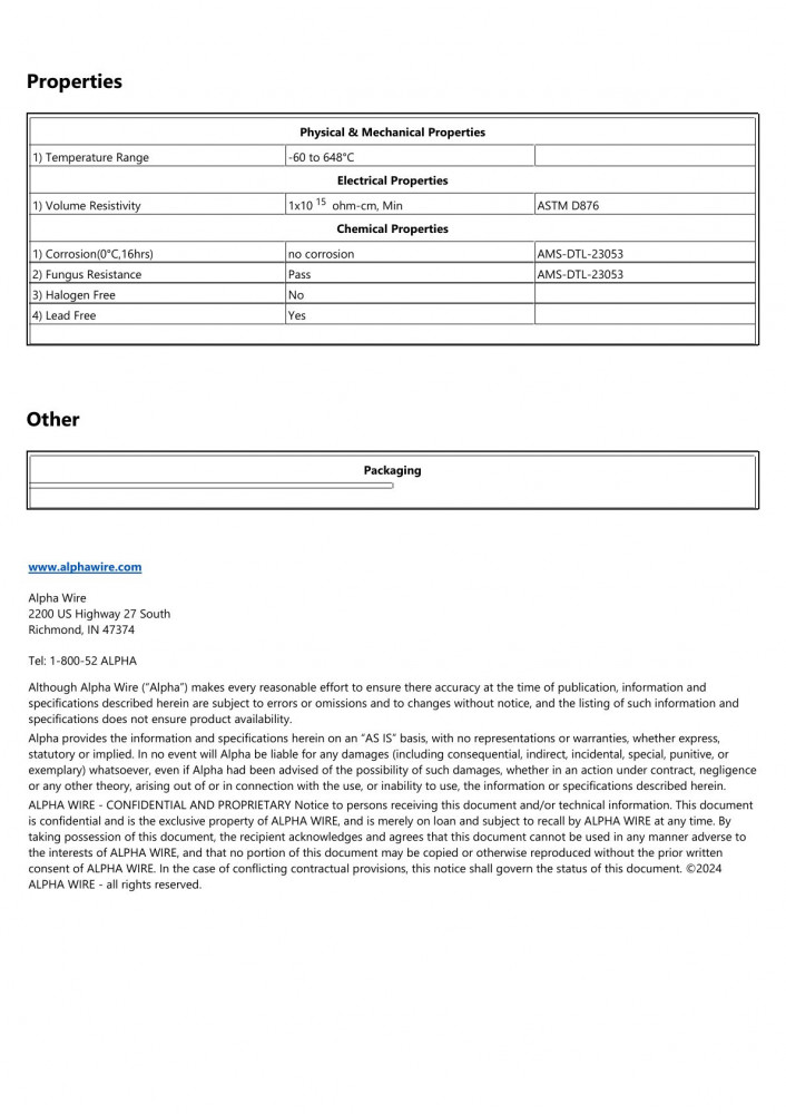Alpha Wire PIF-240-1IN specification page 2