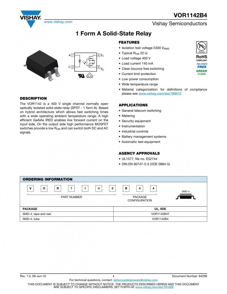 VOR1142B4T datasheet page 1