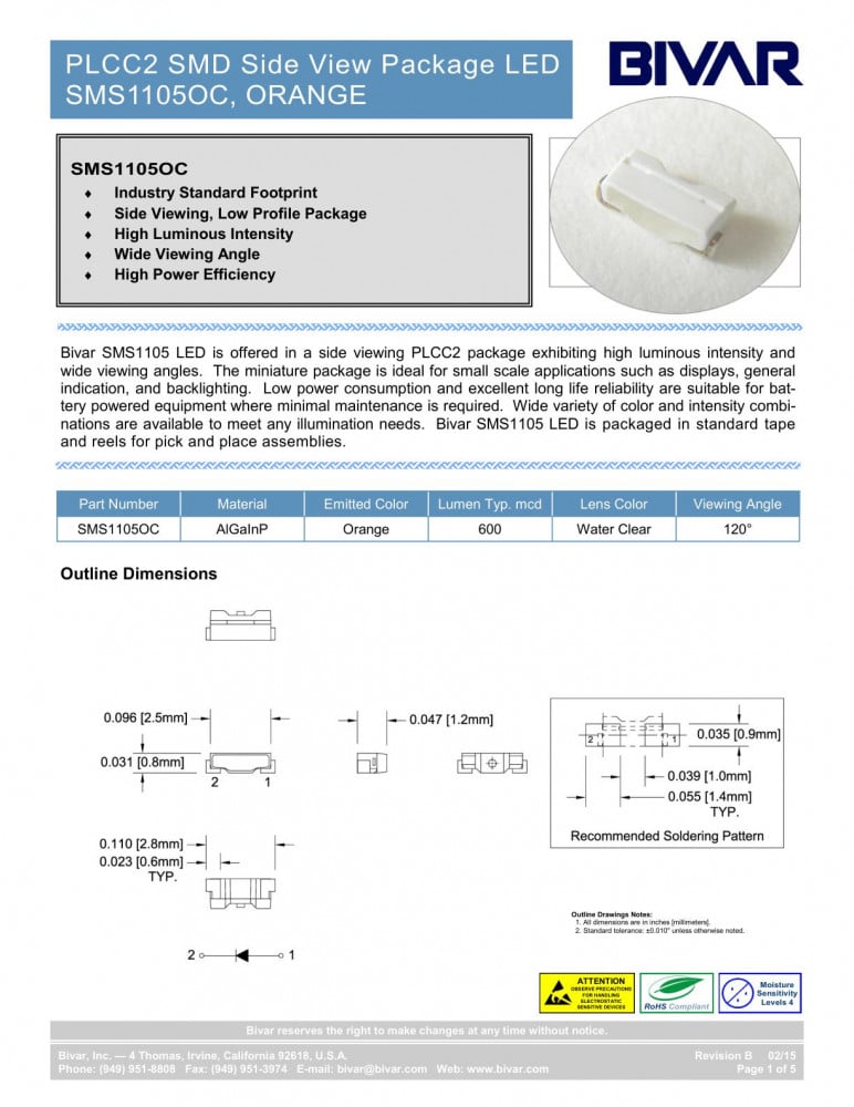 SMS1105OC datasheet page 1