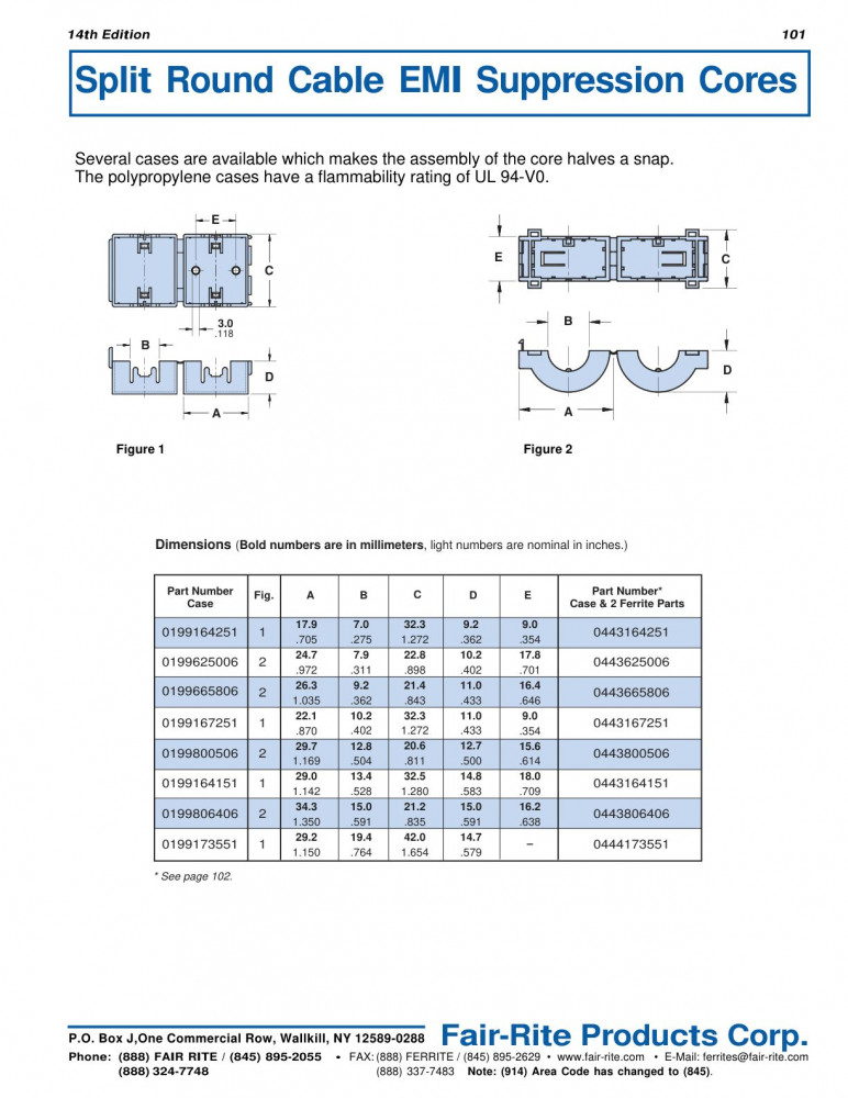 Fair-Rite split round cable EMI suppression core document page 4