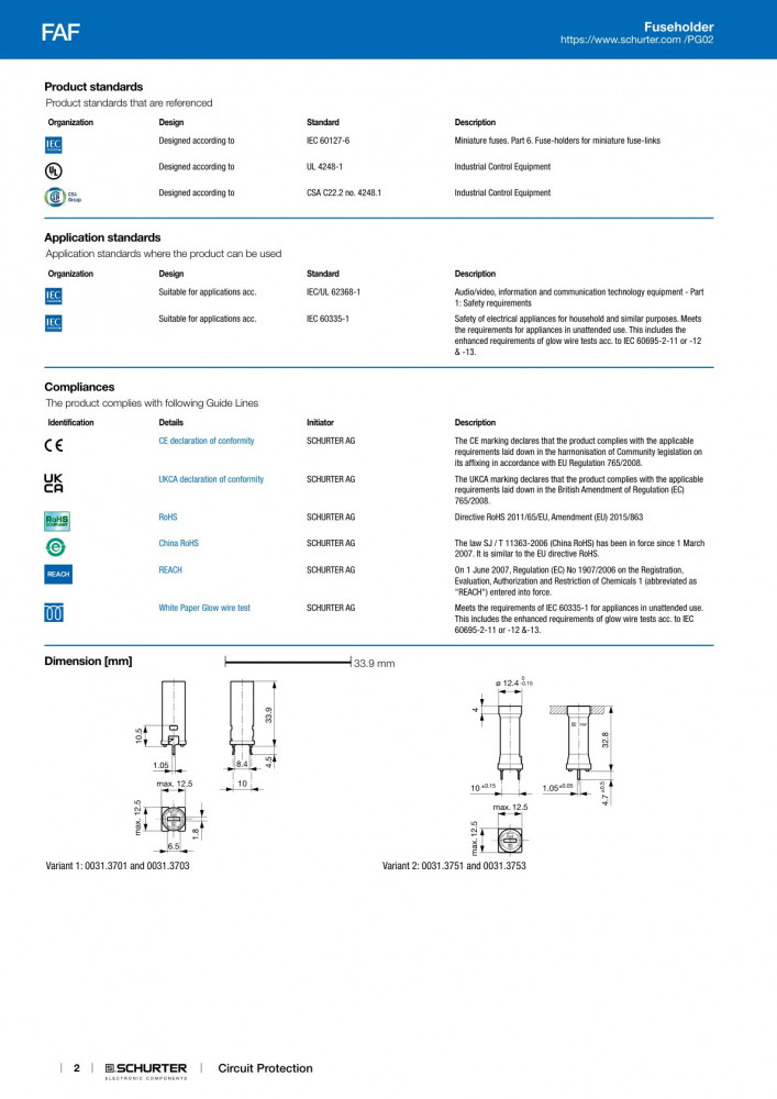 SCHURTER 0031.3701 technical document page 2