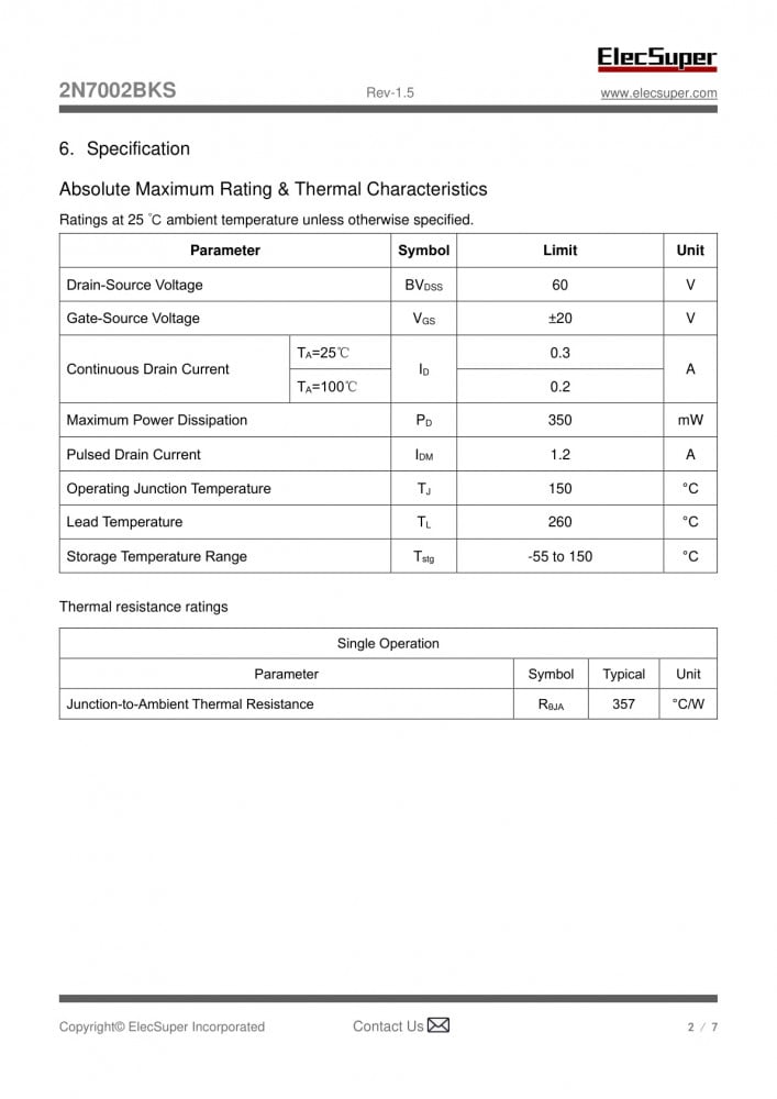 2N7002BKS datasheet page 2