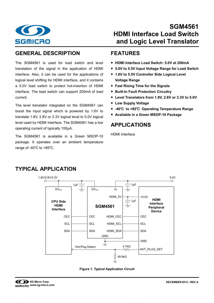 SGM4561 datasheet page 1