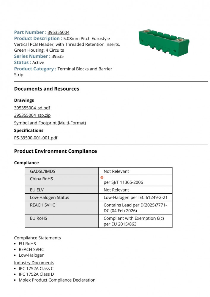 ESE Eurostyle terminal block specification preview, page 1