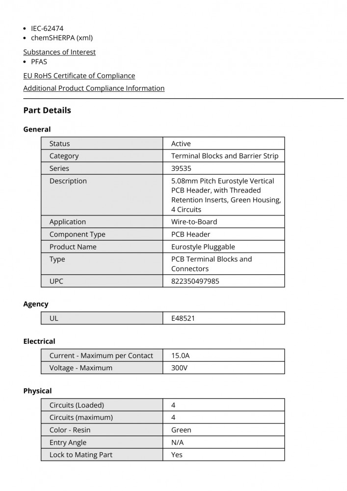 ESE Eurostyle terminal block specification preview, page 2