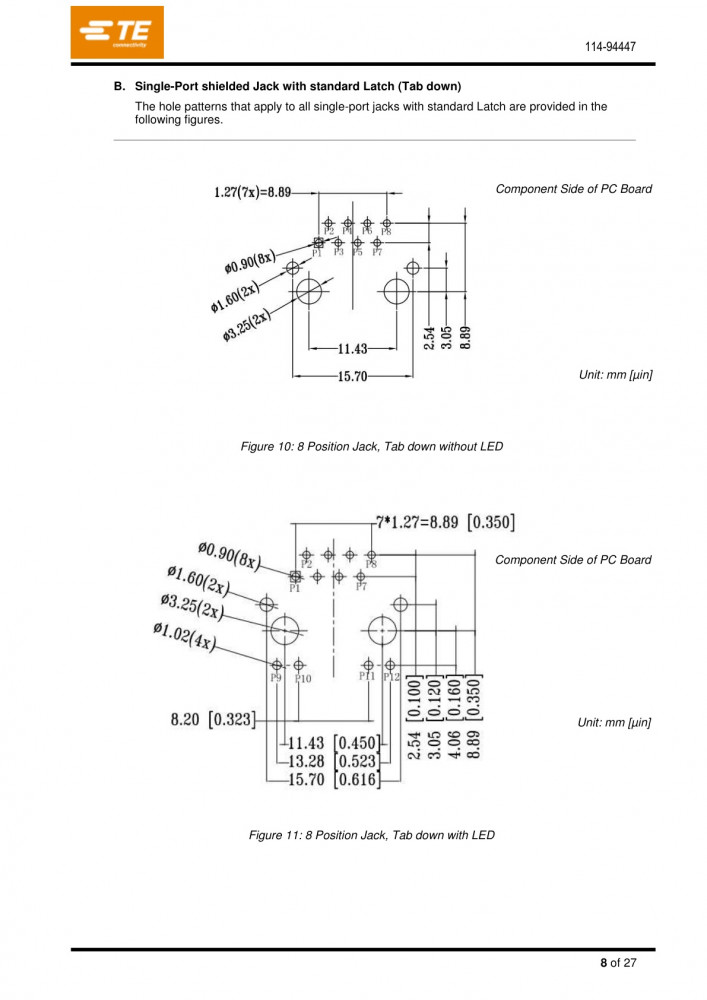 TE Connectivity technical document page 8
