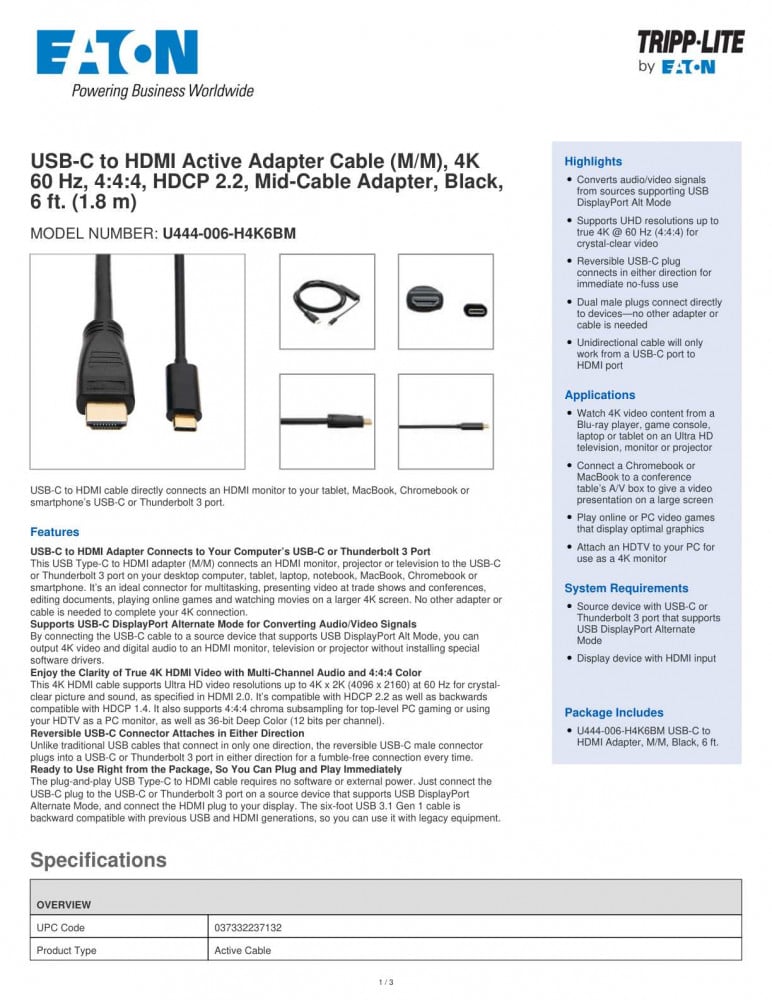 U444-006-H4K6BM technical document page 1