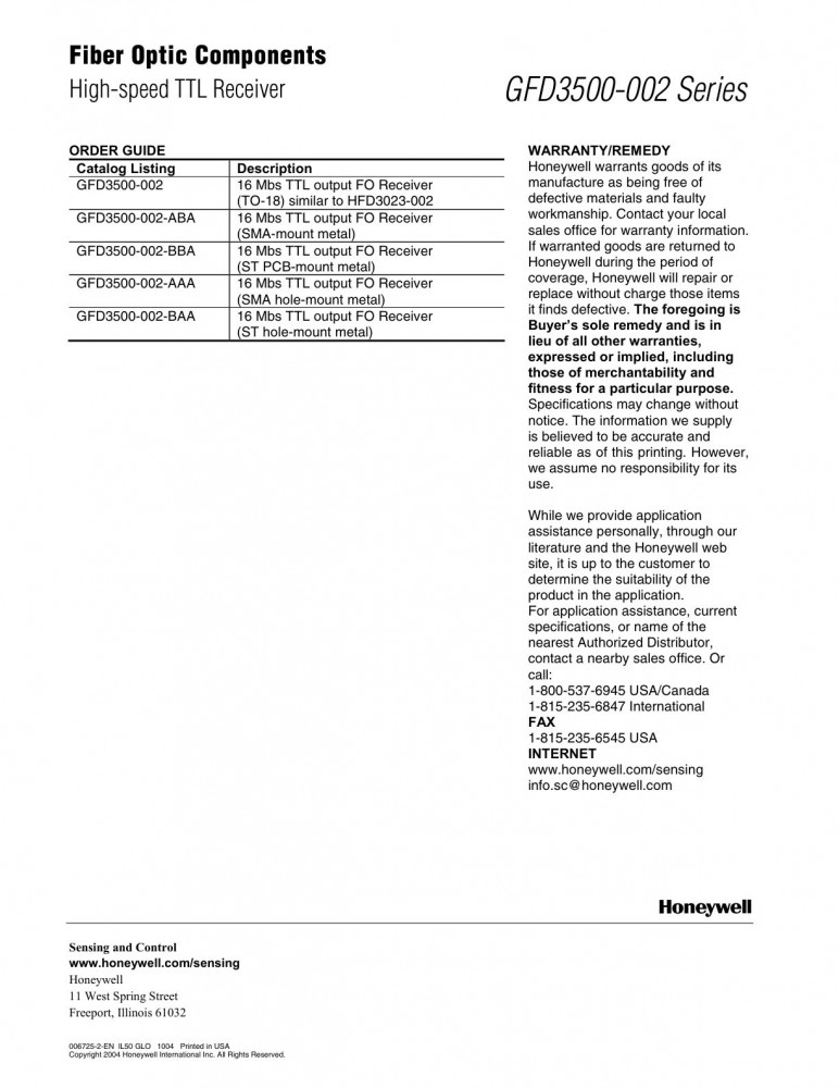 GFD3500-002 datasheet page 4