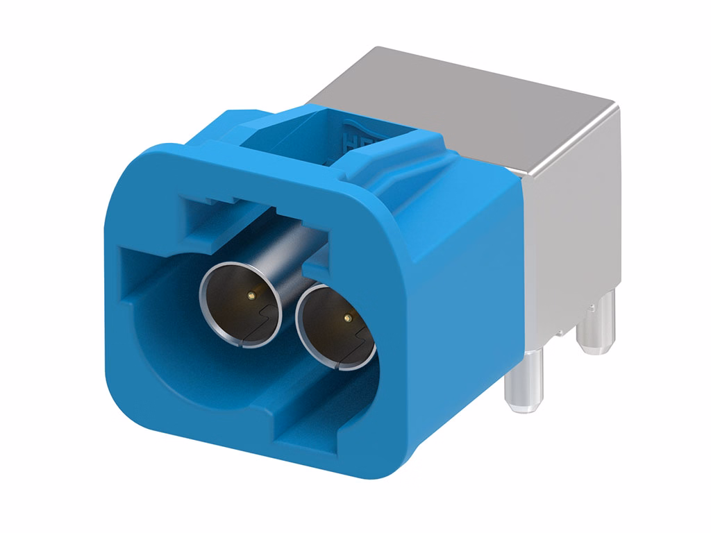 High-Speed FAKRA Mini (HFM) Dual Header, 1x2, Right-Angle, Through Hole, Key C, Blue, 50 Ohms for sale