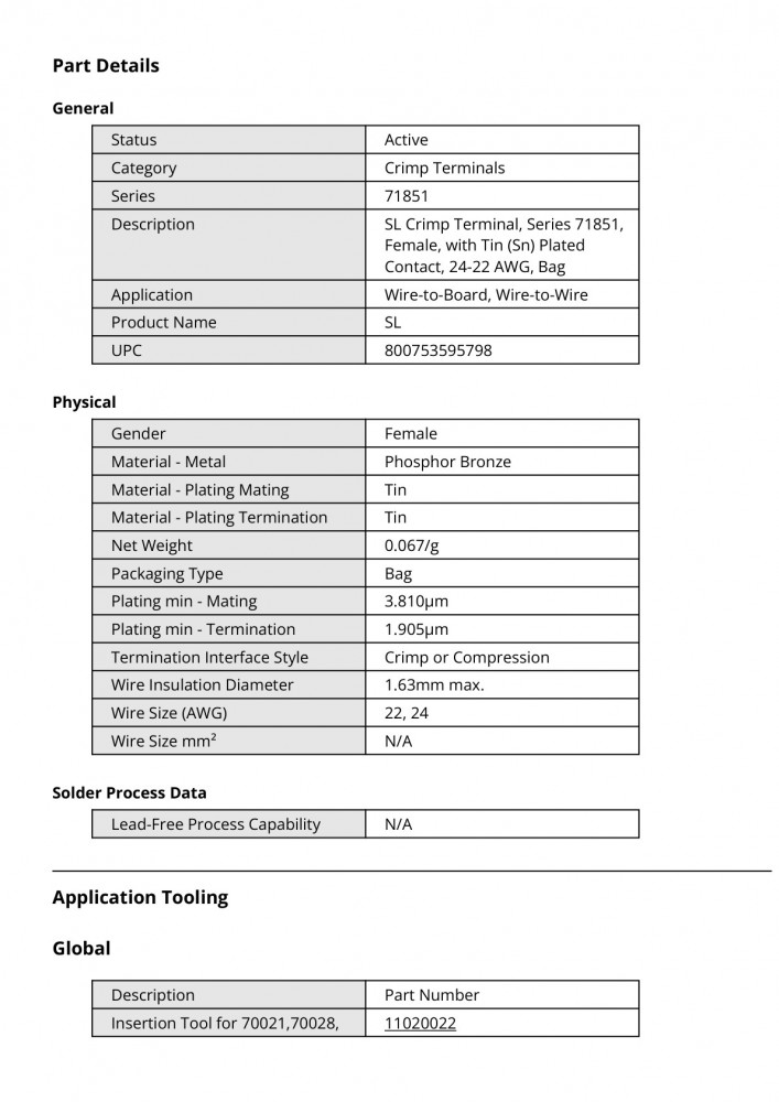 MOLEX SL product specification page 2