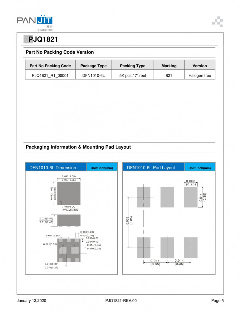 PJQ1821 datasheet page 5