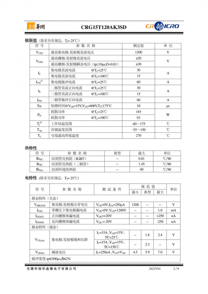 CRG15T120AK3SD datasheet page 2