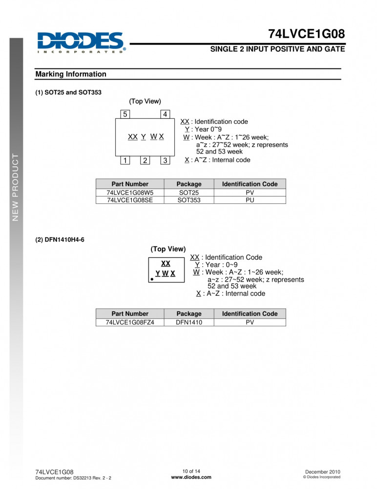 74LVCE1G08W5-7 datasheet page 10