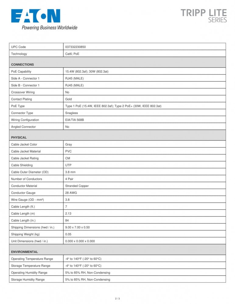 EATON N201-S07-GY technical document page 2