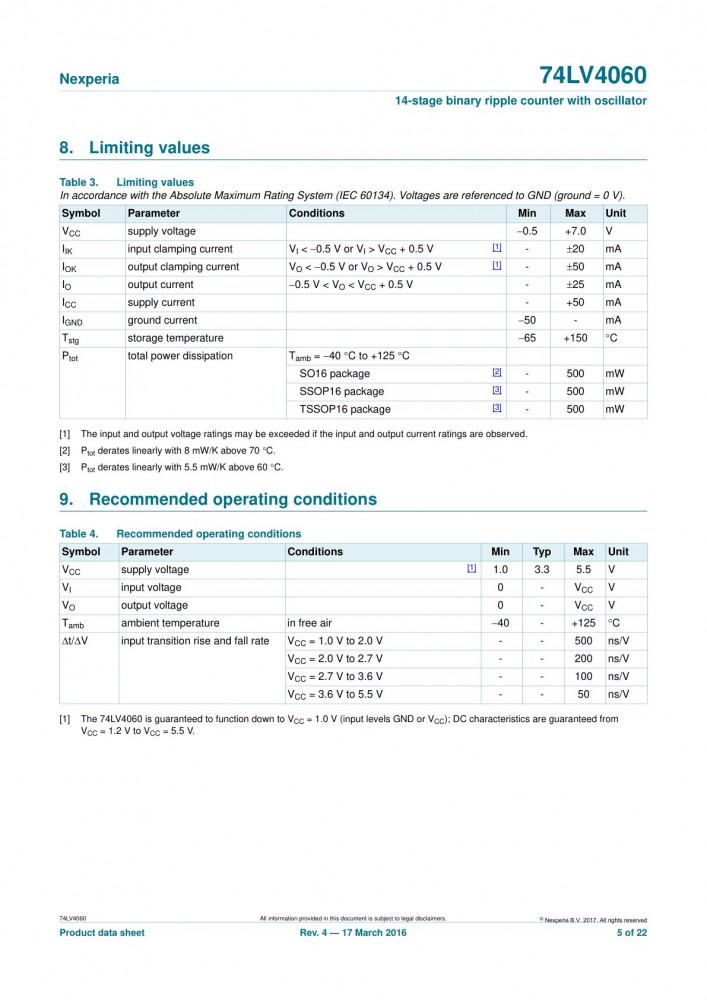 74LV4060 datasheet page 5