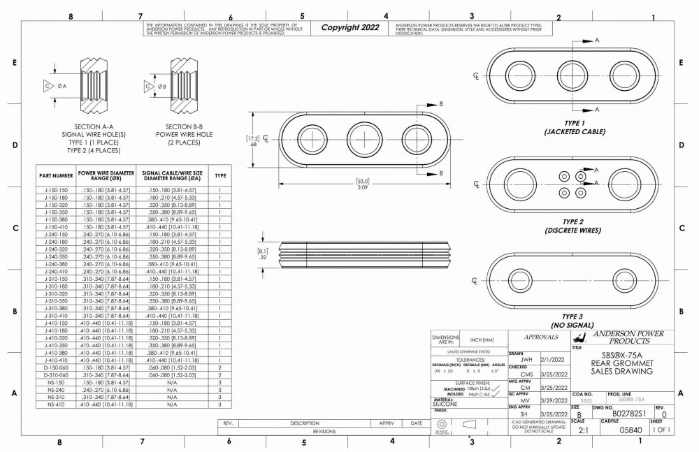 Anderson Power J-310-180 technical document preview