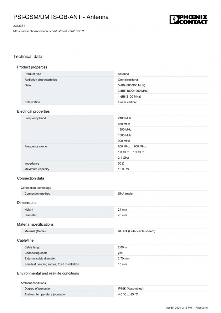 Phoenix Contact 2313371 technical document page 2