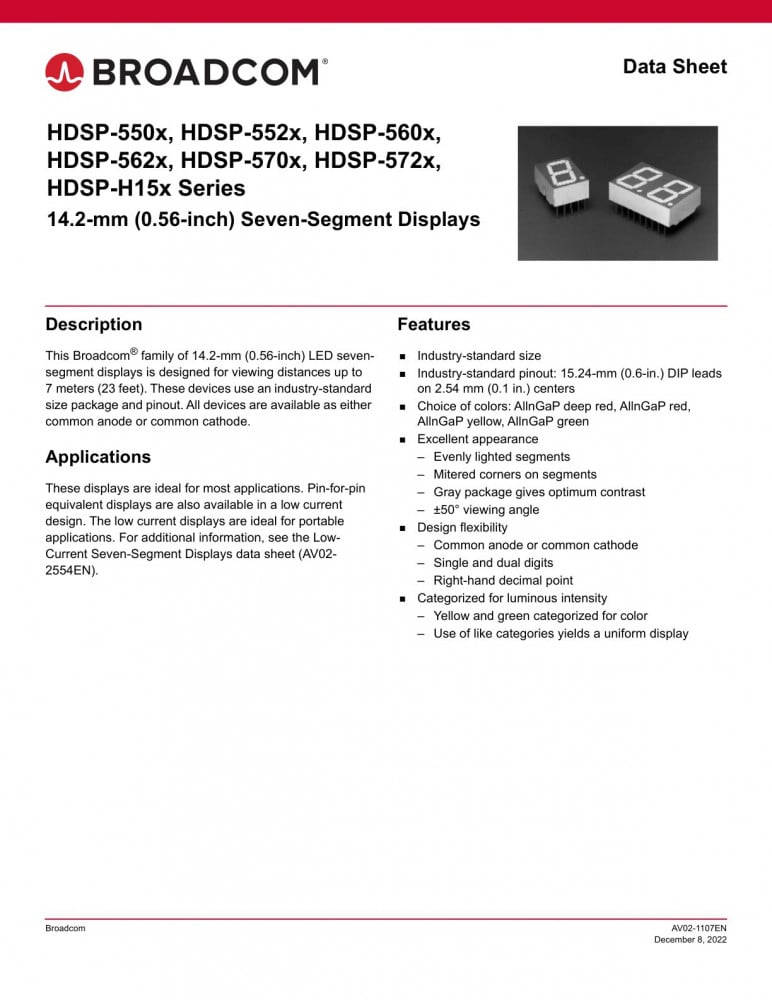 HDSP-5621 datasheet page 1