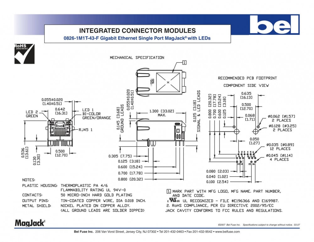 Bel Fuse 0826-1M1T-43-F datasheet page 2