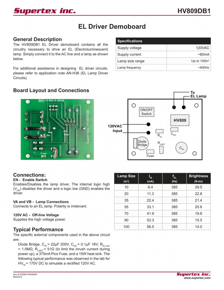 HV809DB1 EL driver demoboard document page 1