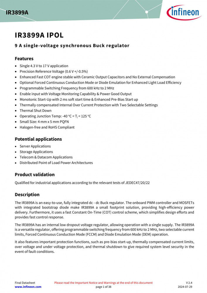 IR3899A datasheet page 1