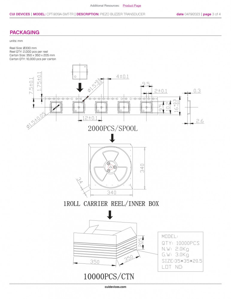 CPT-9019A-SMT-TR datasheet page 3