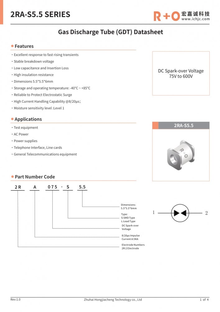 2RA075-S5.5 datasheet page 1
