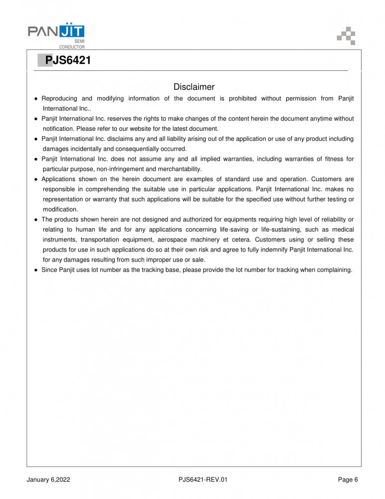 PJS6421 datasheet page 6