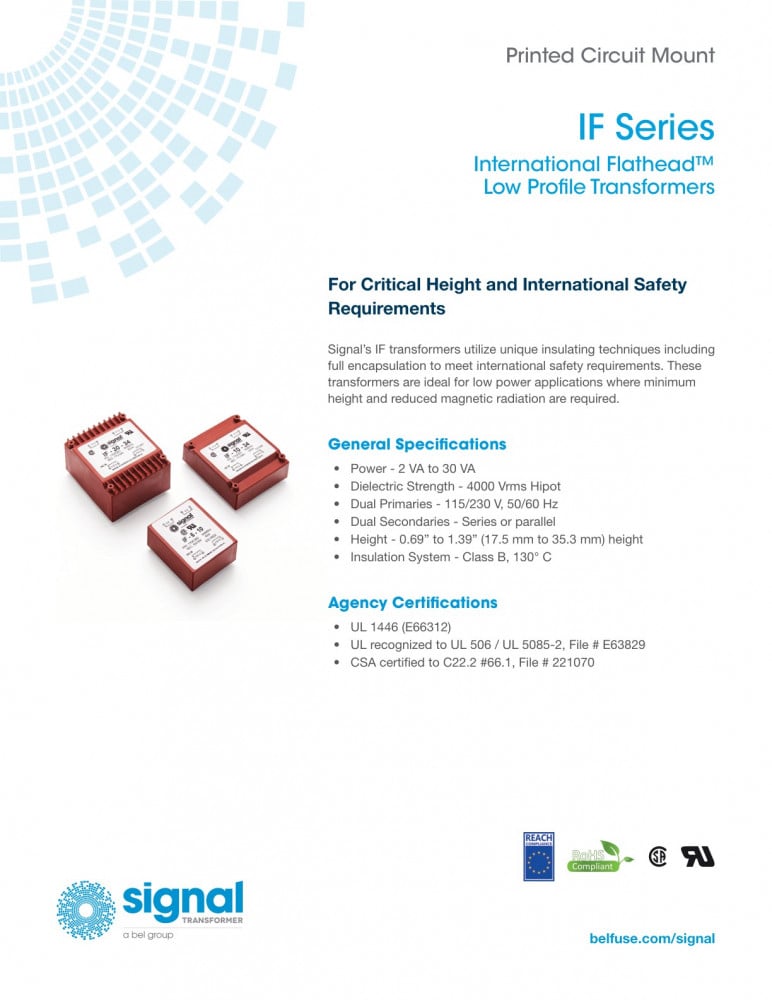 IF Series transformer datasheet page 1